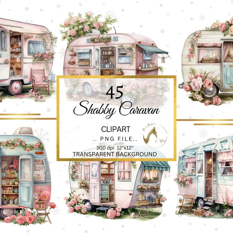 Retro Camper Clipart - Etsy