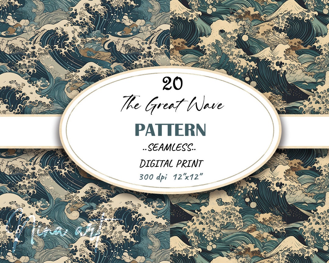 The Great Wave Seamless Digital Paper, the Great Wave off Kanagawa ...