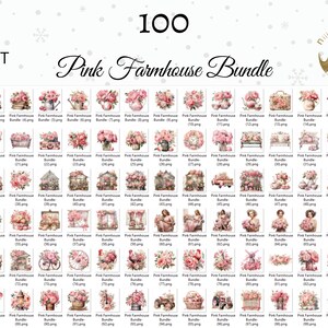 Watercolor Pink Farmhouse Floral Clipart Bundle, Rustic Chic Clipart ...