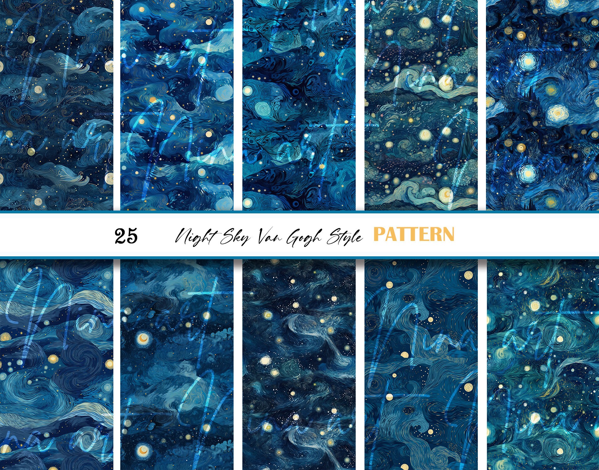 Seamless Night Sky Digital Pattern Starry Night Van Gogh - Etsy