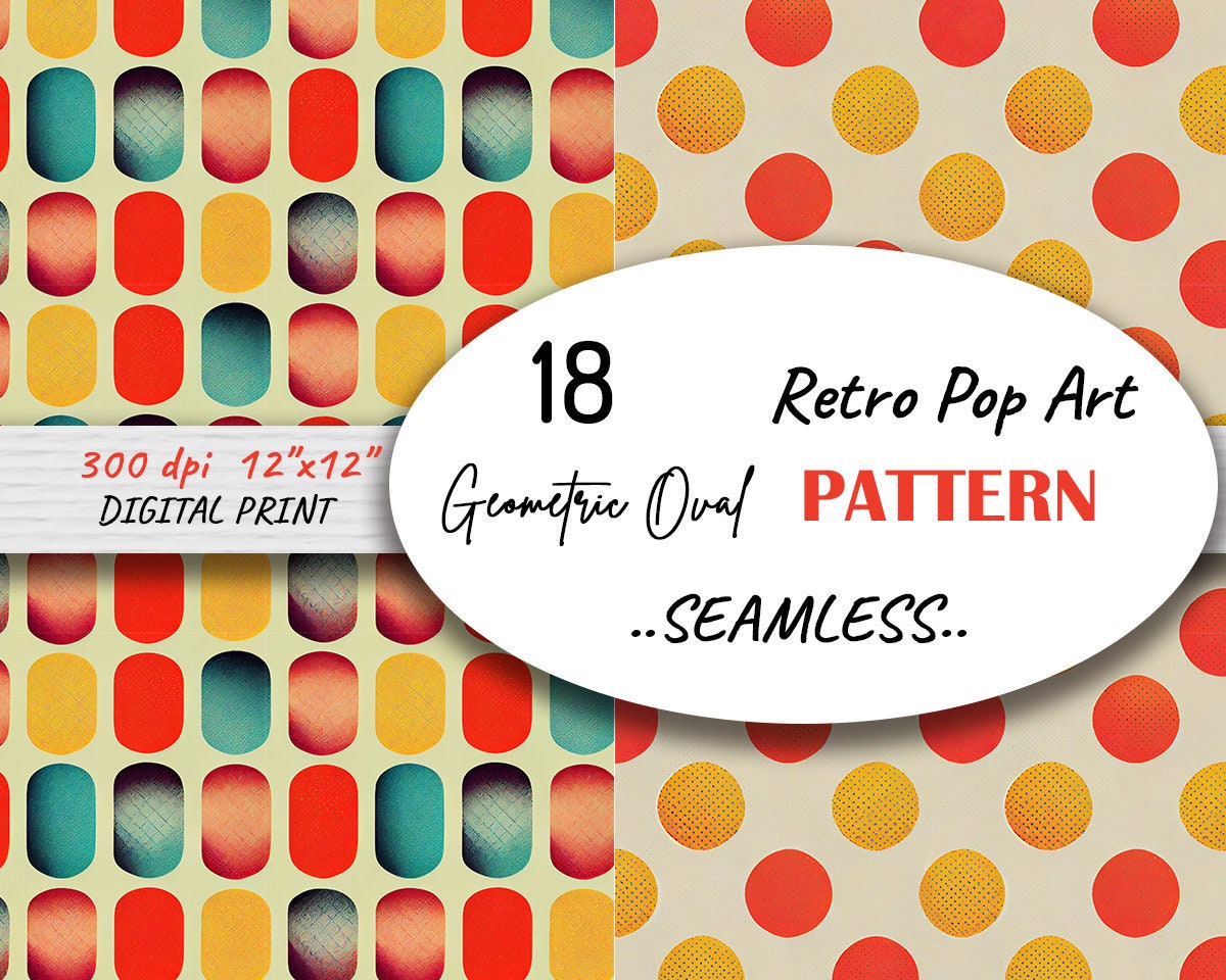 Seamless Geometrical Retro Pop Art Digital Pattern Circle - Etsy