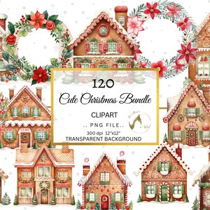 Watercolor Christmas Clipart PNG Bundle, Big Bundle Christmas Clipart ...