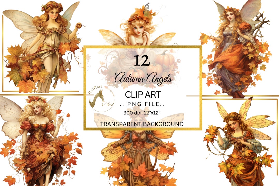 Autumn Angles Clipart, Autumn Girl Clipart, Watercolor Fall Clipart ...