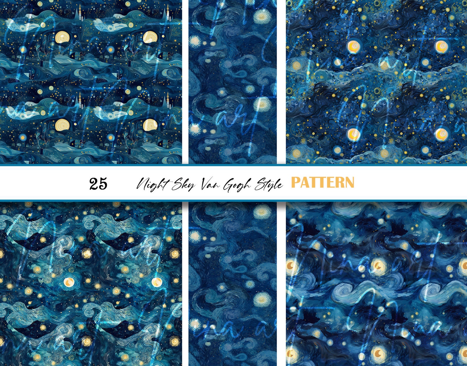 Seamless Night Sky Digital Pattern Starry Night Van Gogh - Etsy