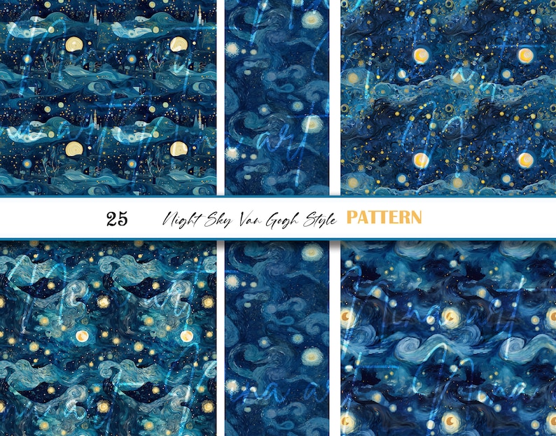 Seamless Night Sky Digital Pattern Starry Night Van Gogh - Etsy