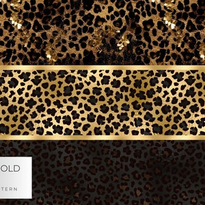 Black and Gold Leopard Digital Paper, Seamless Silver&gold Glitter ...