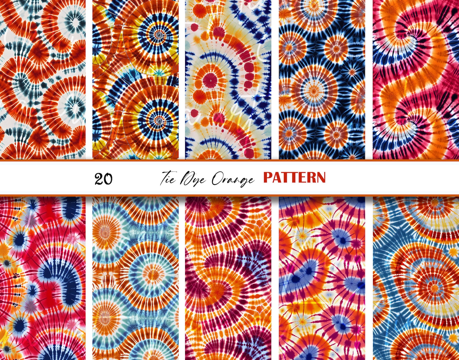 20 Orange Theme Tie Dye Digital Paper Tie Dye Pattern Digital - Etsy