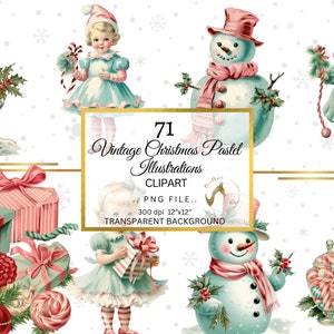 70+ Pink Mint Christmas Clipart Bundle Pastel Christmas Clipart PNG ...