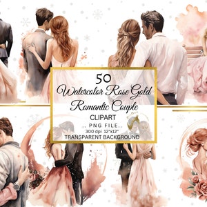 50 Watercolor Love Couple Clipart Bundle, Romantic Couples Watercolor ...