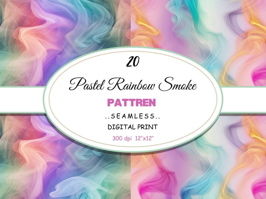 Pastel Rainbow Smoke Seamless Digital Pattern, Muddy Smoke Paint ...