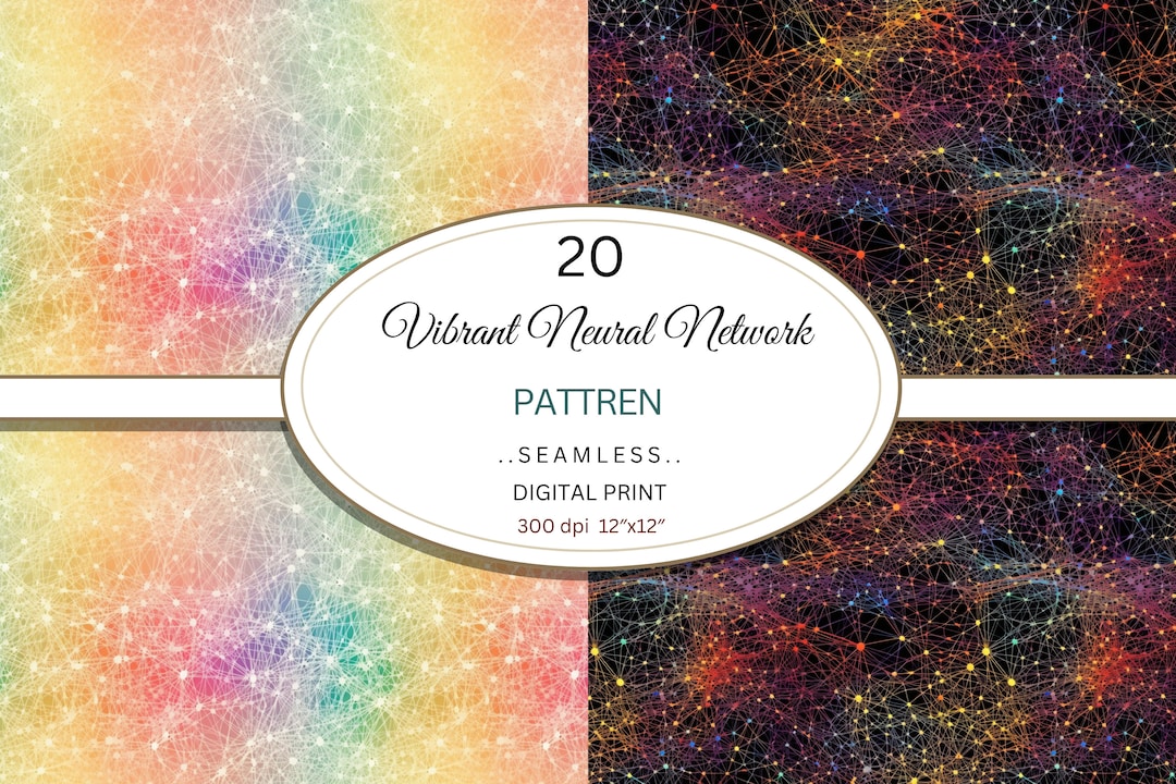 Vibrant Neural Network Seamless Digital Paper, Soft Crosshatchings ...