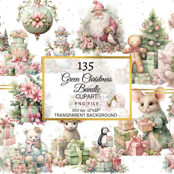 Shabby Chic Christmas Clipart - Etsy