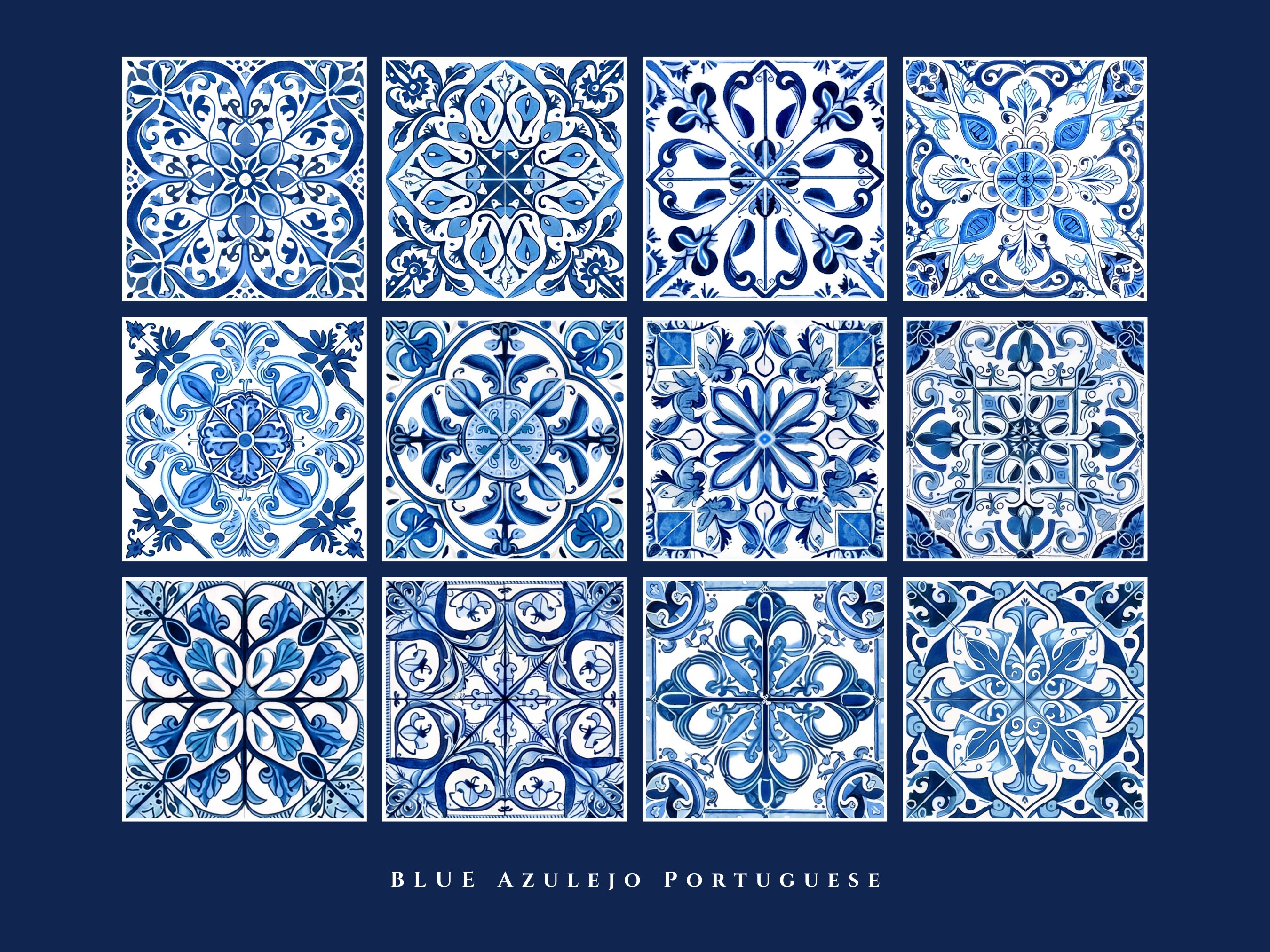 Blue Azulejo Portuguese Tiles Digital Pattern, Azulejo Tiles ...