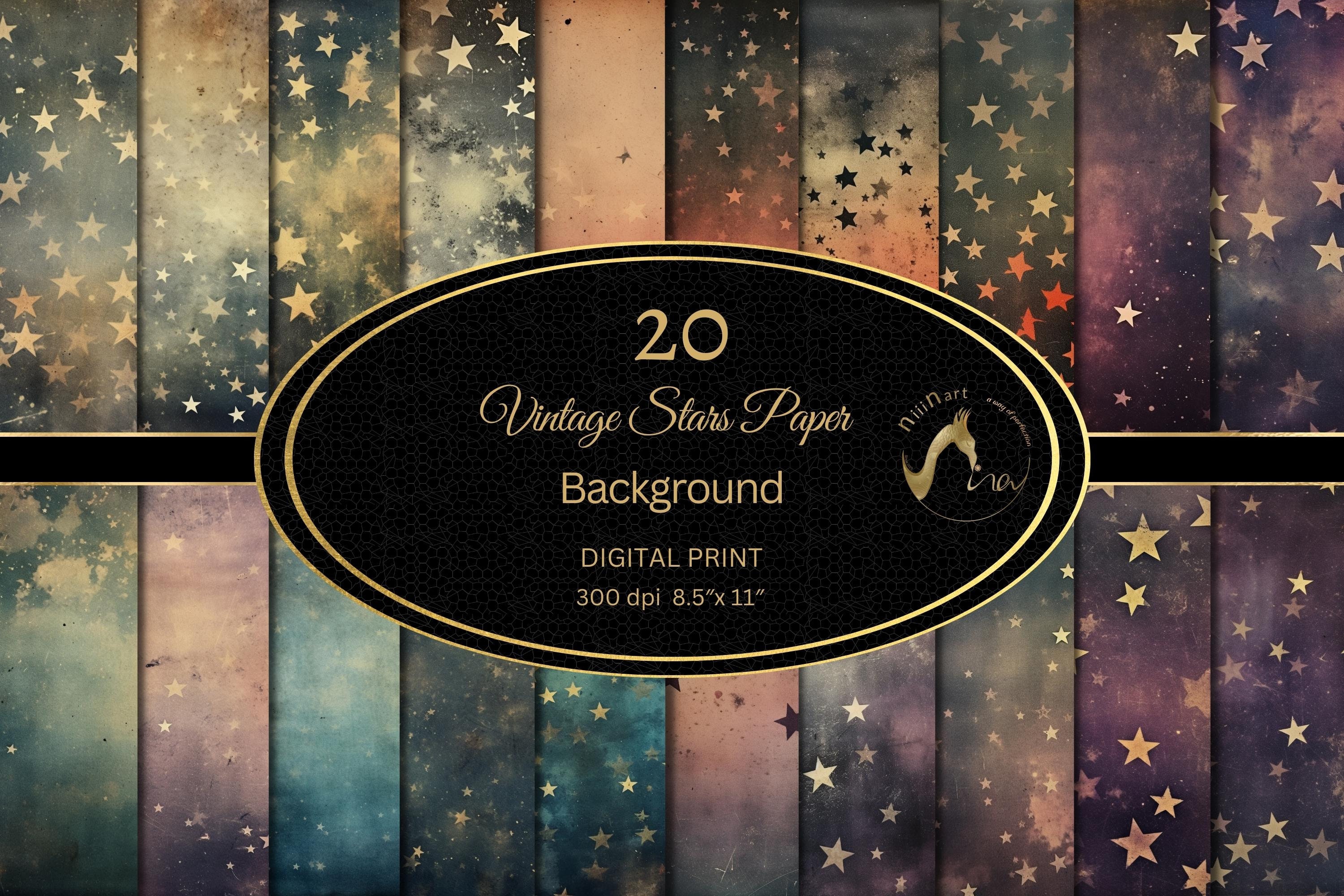 Vintage Starry Night Digital Paper High-quality Printable for - Etsy