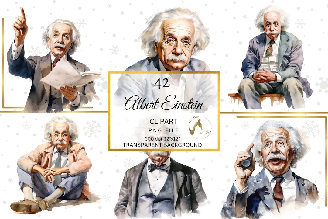 Watercolor Albert Einstein Clipart Bundle, Albert Einstein Einstein PNG ...