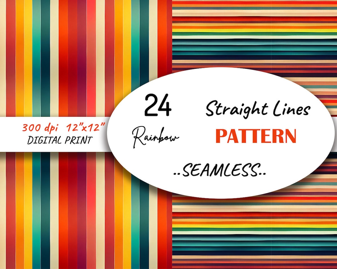Rainbow Stripes Digital Paper Pack, Rainbow Patterns Digital Background ...