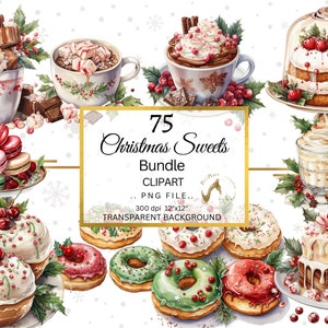 Watercolor Christmas Sweets Clipart Bundle, Christmas Candy, Cookies ...