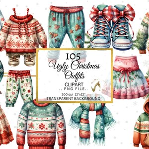 Ugly Christmas Outfits Clipart Bundle, PNG (digital Download) - Etsy