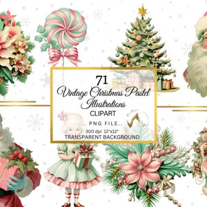 70+ Pink Mint Christmas Clipart Bundle Pastel Christmas Clipart PNG ...