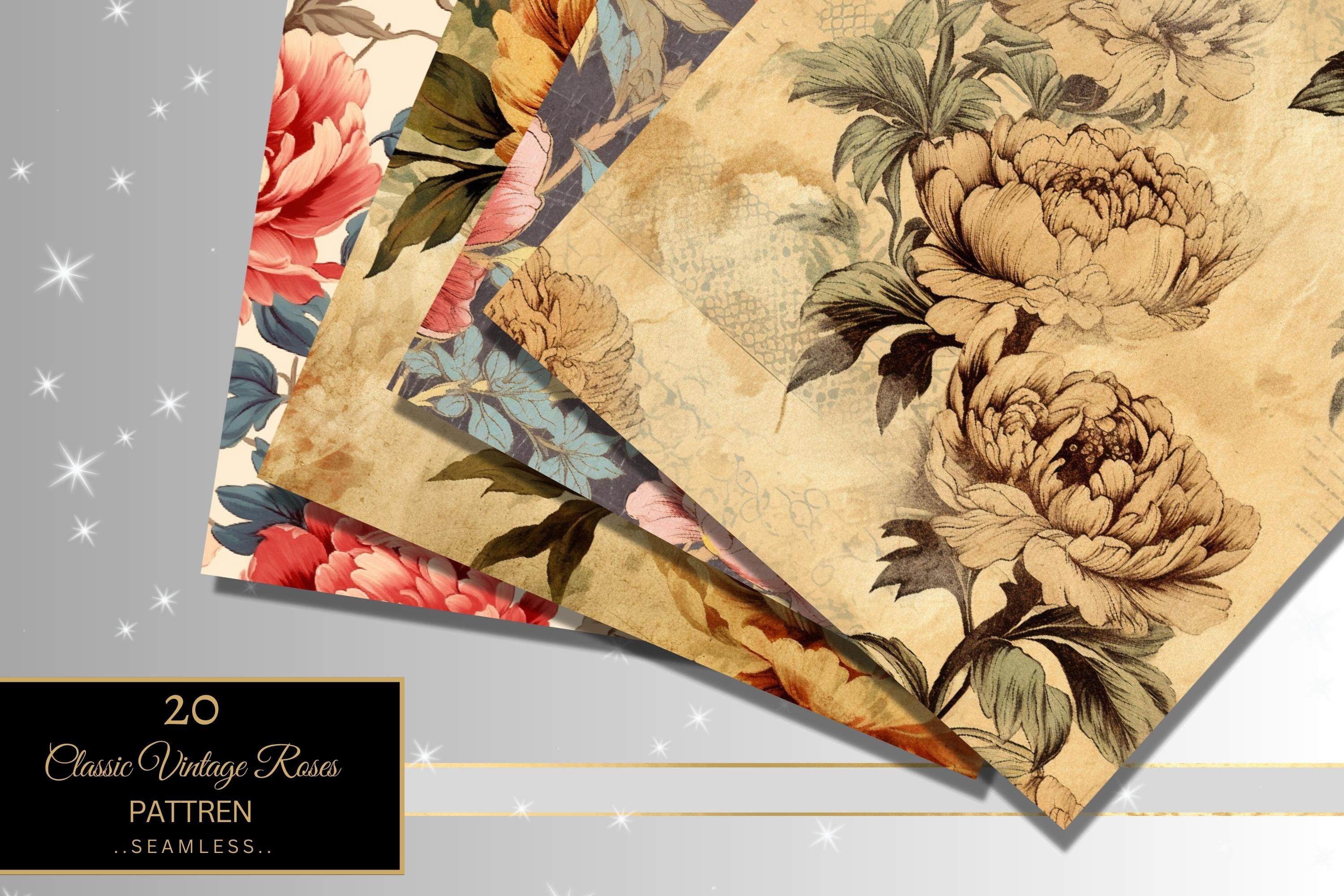 Classic Roses Digital Paper Vintage Old Spring Floral Paper - Etsy