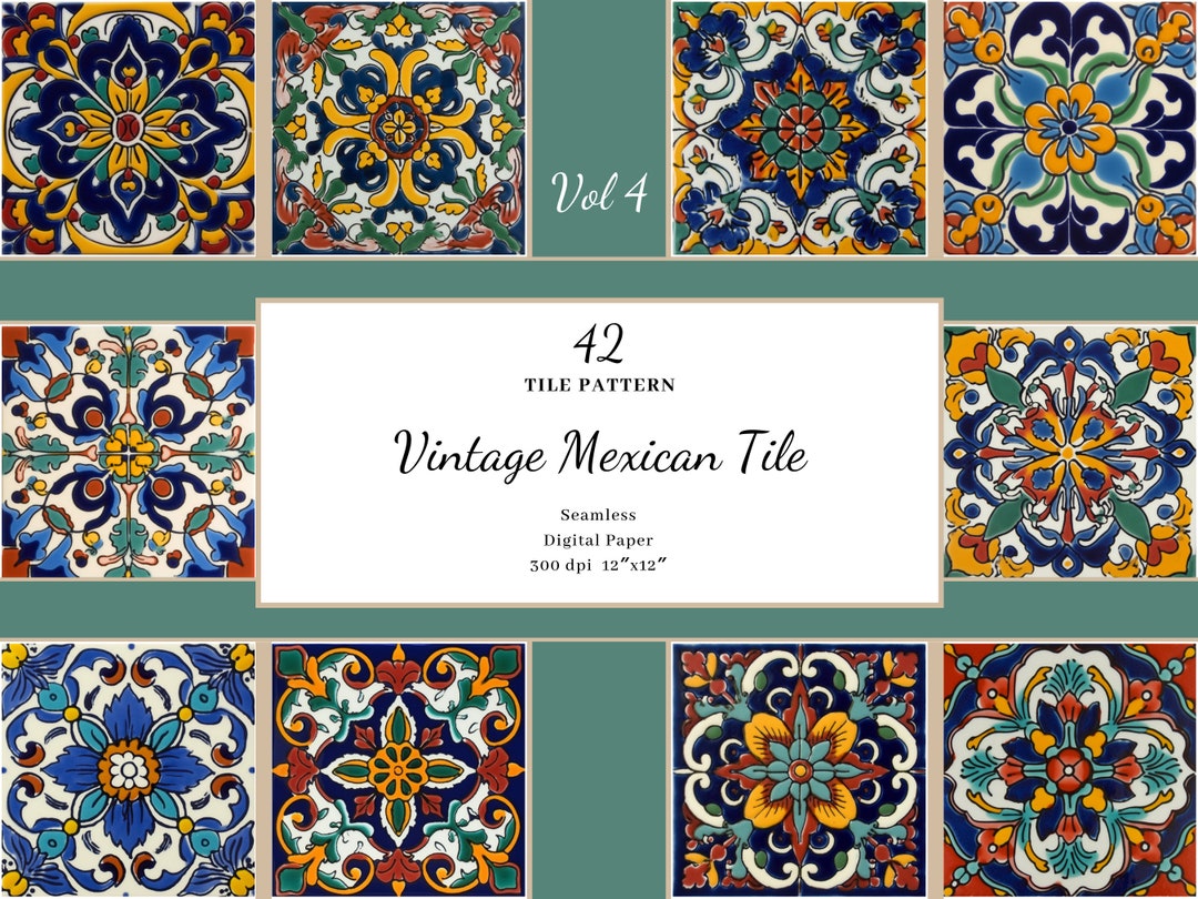 Spanish Talavera Tiles Digital Paper, Mexican Tiles Digital Download ...