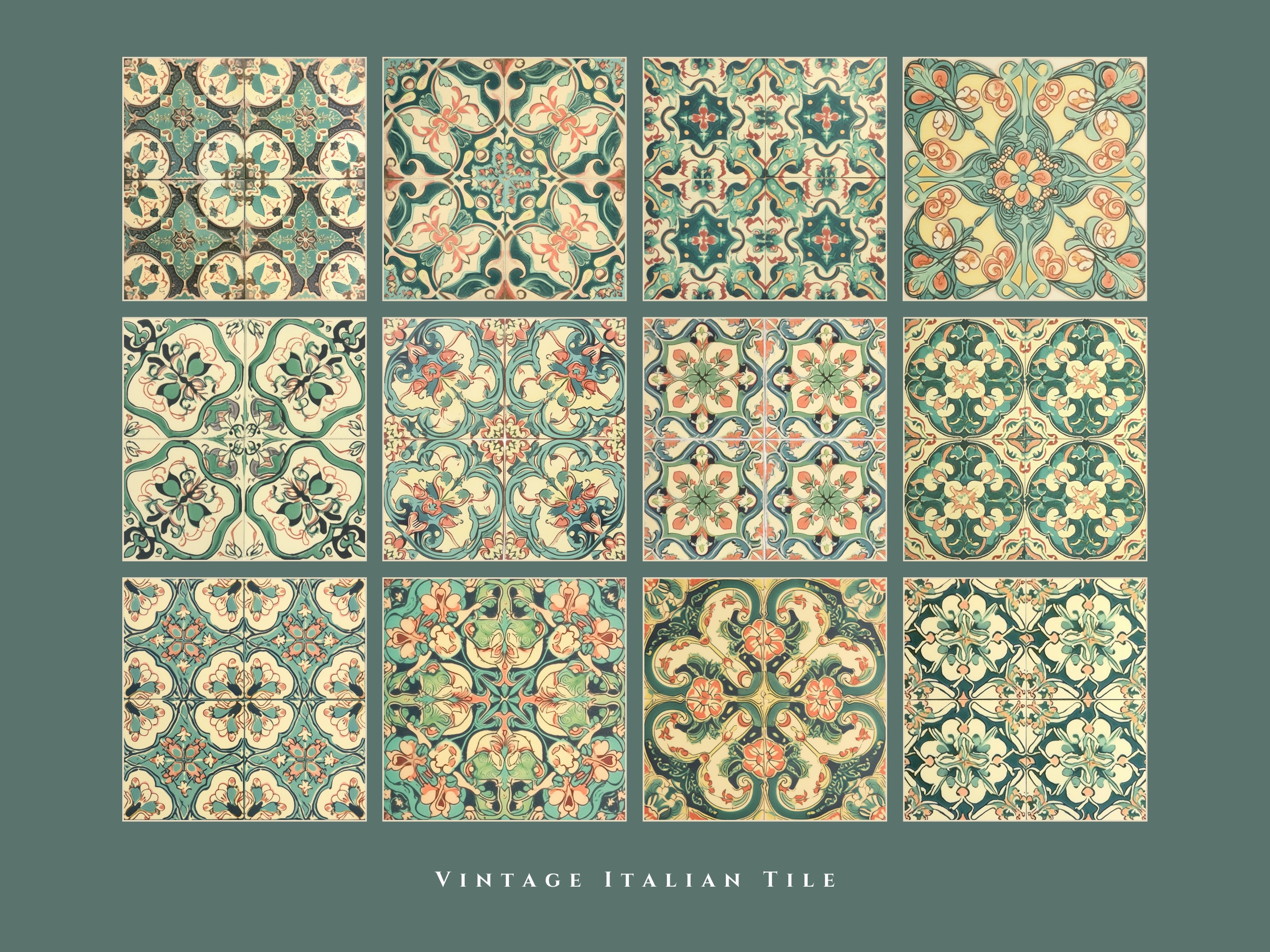 Vintage Italian Tile Ceramic Tiles Aged Rustic Tile Digital - Etsy