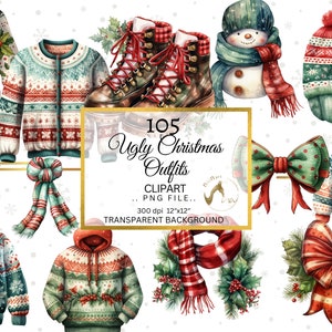 Ugly Christmas Outfits Clipart Bundle, PNG (digital Download) - Etsy