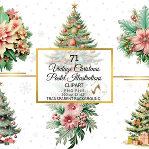 70+ Pink Mint Christmas Clipart Bundle Pastel Christmas Clipart PNG ...
