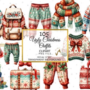 Ugly Christmas Outfits Clipart Bundle, PNG (digital Download) - Etsy