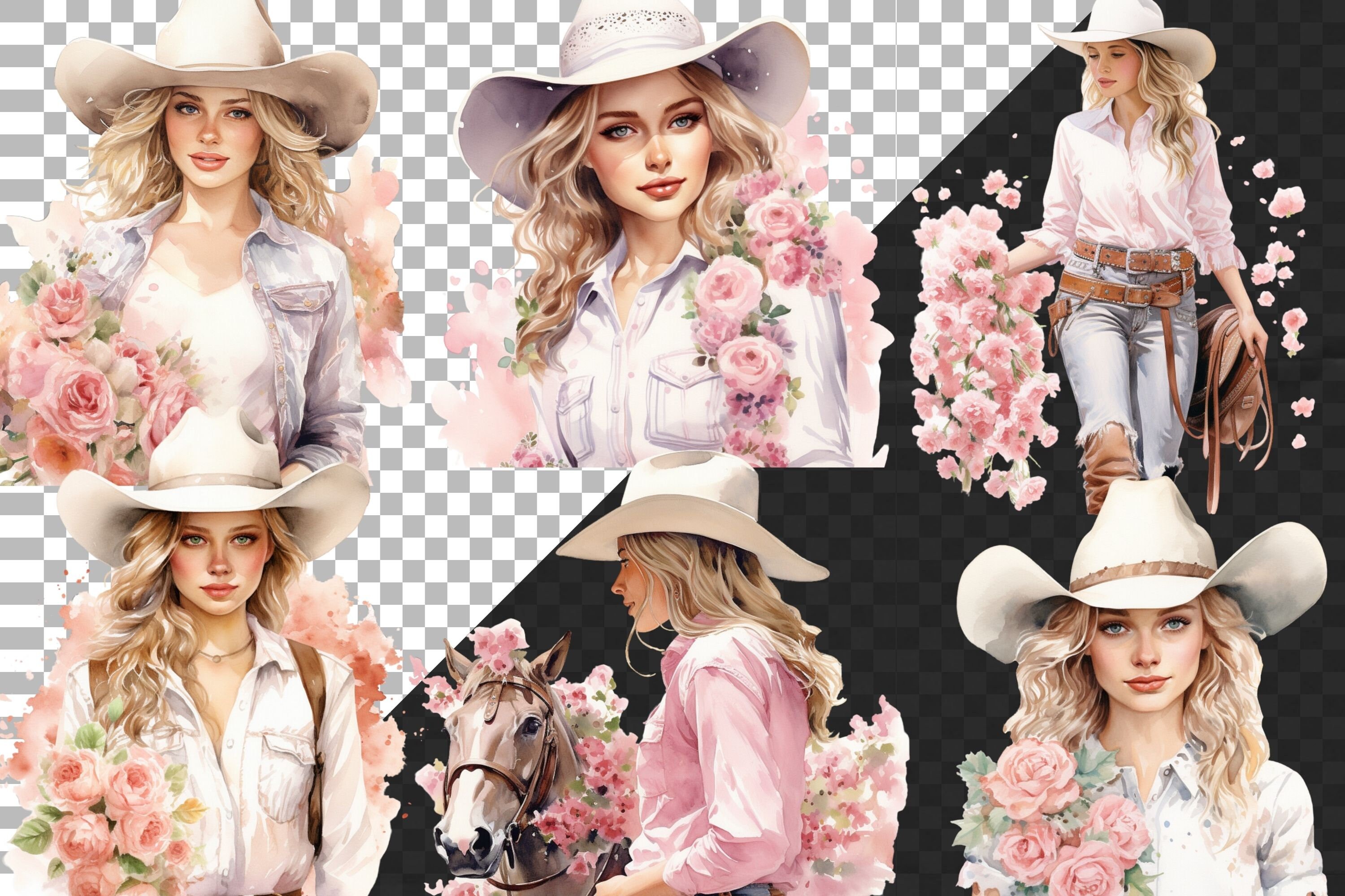 Watercolor Cowgirl Clipart, Wild West PNG Images (digital Download) - Etsy