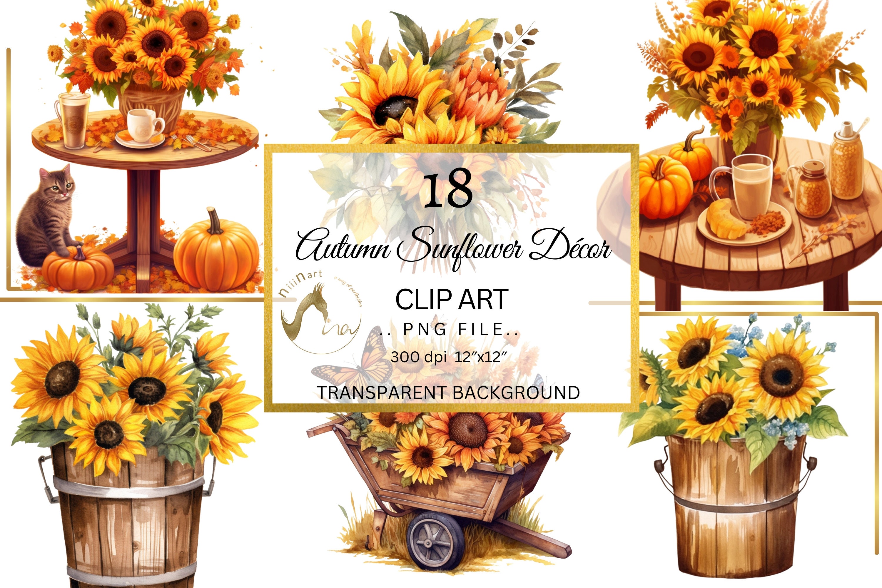 Watercolor Fall Decorations Clipart 18 Autumn Decor Clipart - Etsy