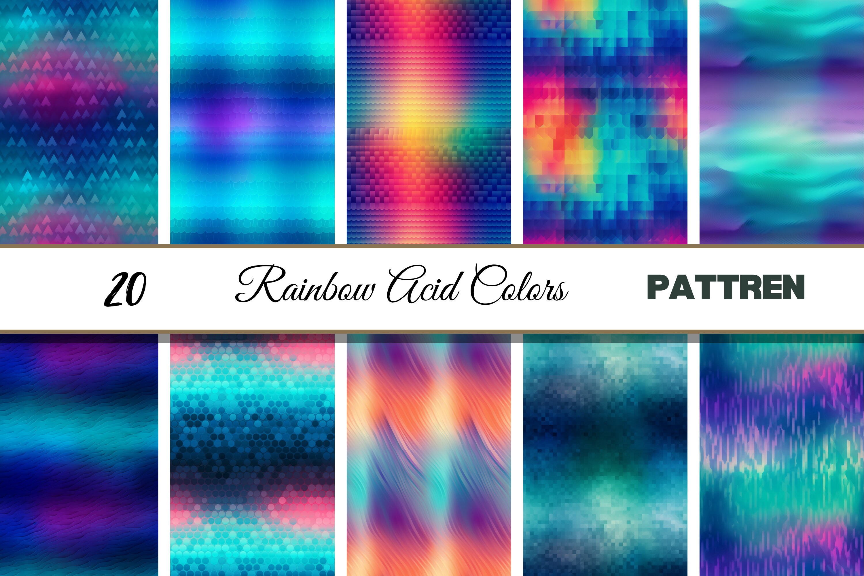 Rainbow Acid Colors Seamless Digital Paper Holographic - Etsy