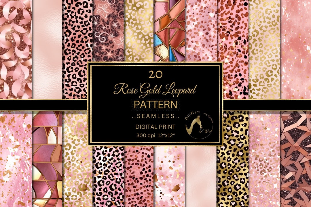 Rose Gold Leopard Digital Paper, Seamless Cheetah Print (digital ...
