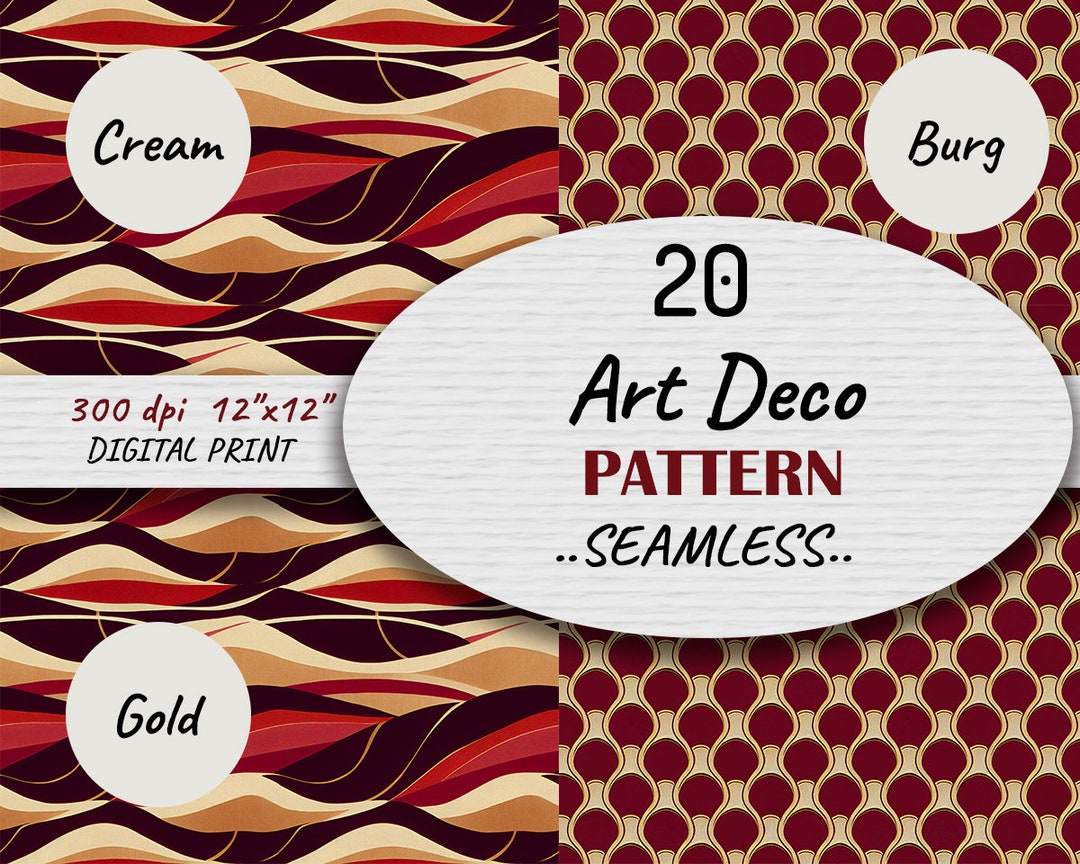 Burgundy Gold Digital Paper, Seamless Abstract Pattern, Art Deco ...
