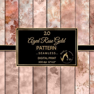 Aged Rose Gold Digital Paper, Antique Rose Gold Digital Textures, Old ...