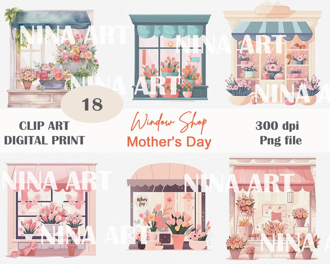 Watercolor Shabby Chic Flower Shop Clipart Shabby Chic - Etsy