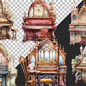 Antique Victorian Parlor Piano Clipart, Victorian Parlor Organ, Vintage ...