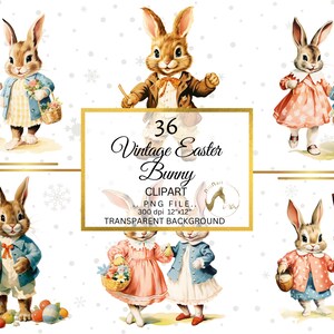 Vintage Easter Bunny Clipart Bundle, Spring PNG (digital Download) - Etsy