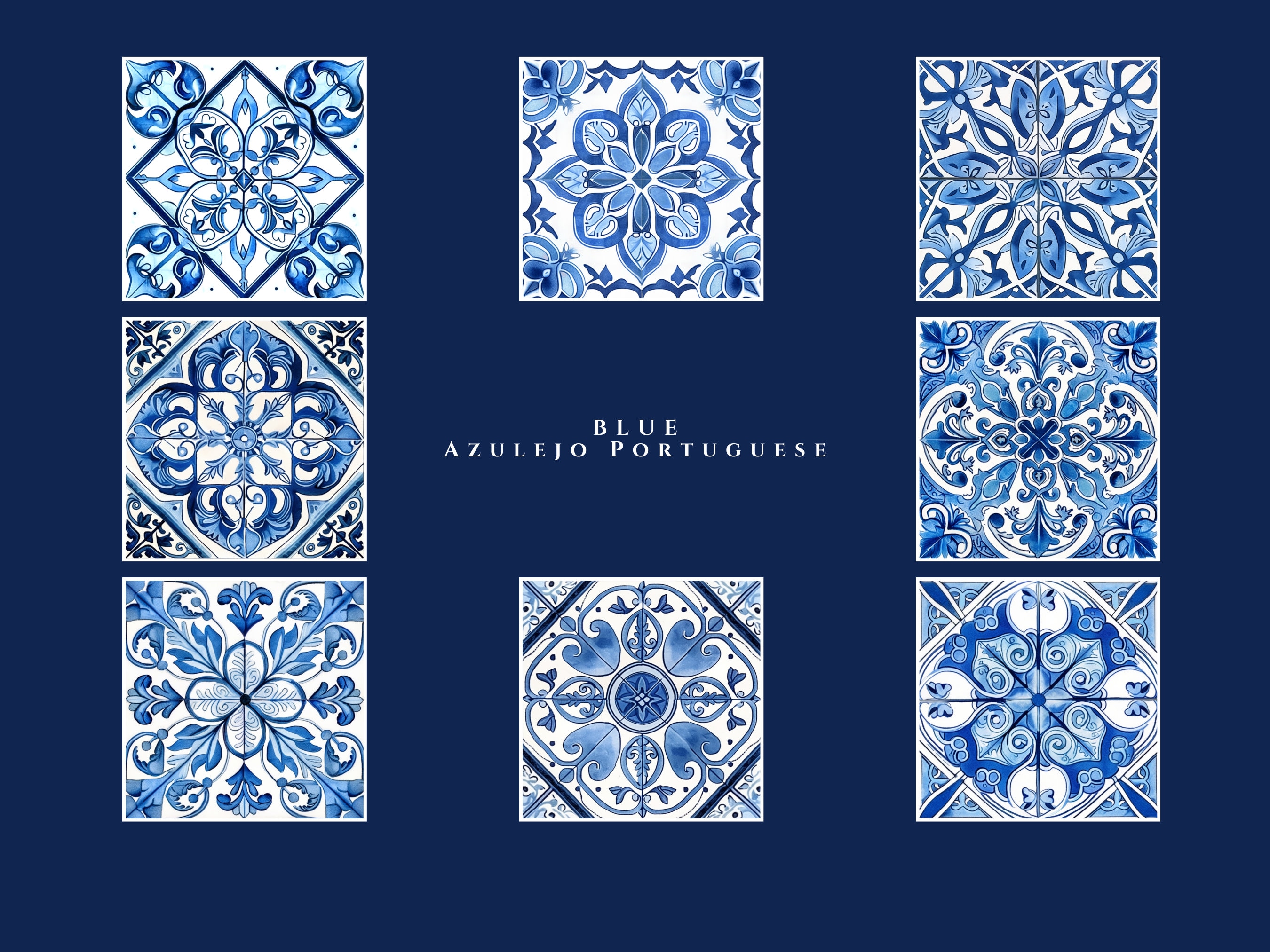 Blue Azulejo Portuguese Tiles Digital Pattern, Azulejo Tiles ...