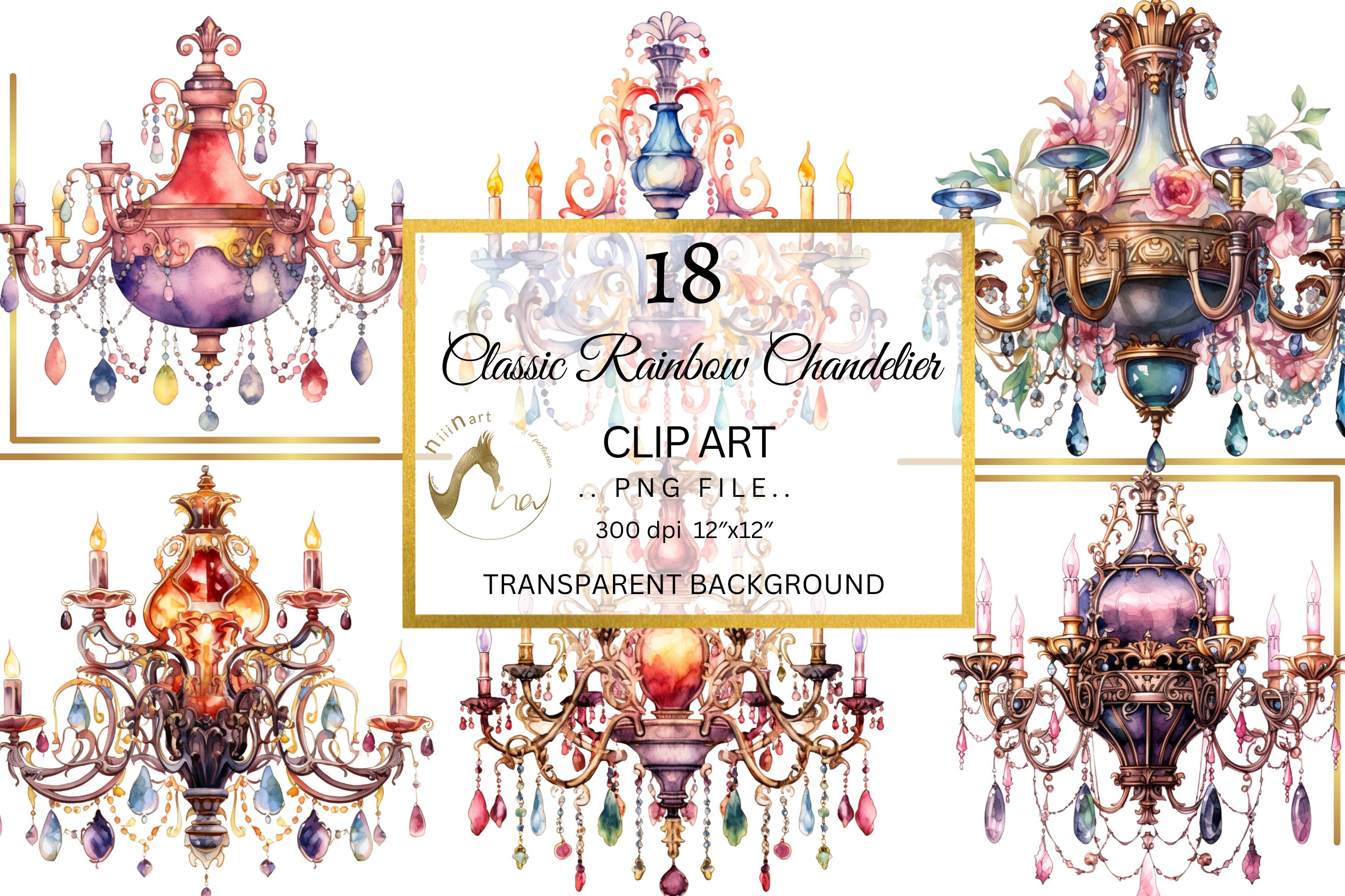 Vintage Chandelier Clipart Classical Chandelier Watercolor - Etsy