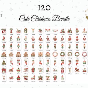 Watercolor Christmas Clipart PNG Bundle, Big Bundle Christmas Clipart ...