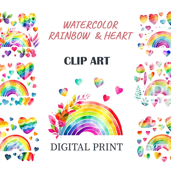 Rainbow Hearts - Etsy