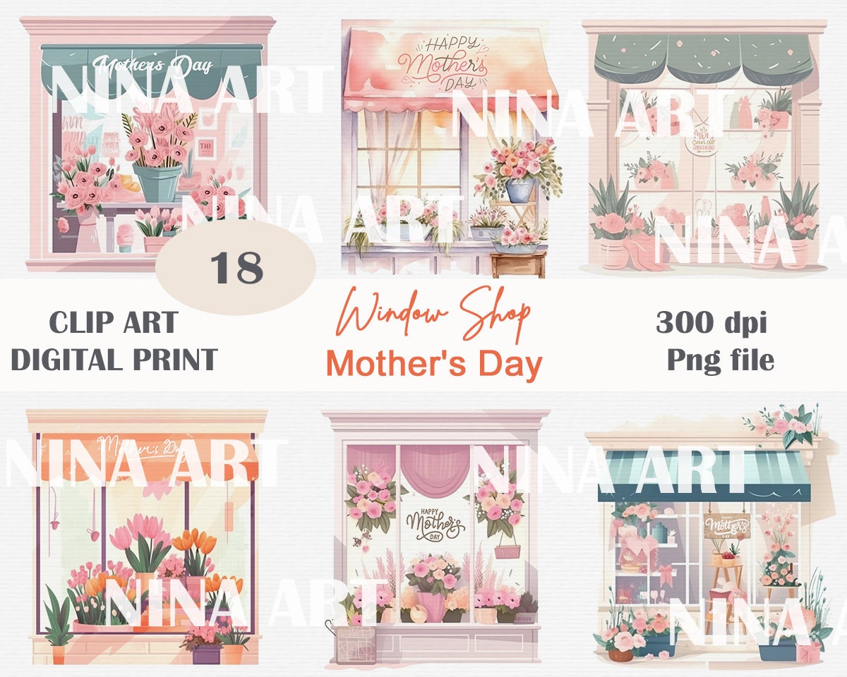 Watercolor Shabby Chic Flower Shop Clipart Shabby Chic - Etsy