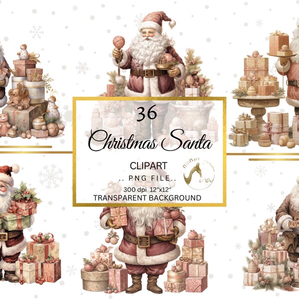 Brown Santa Clipart - Etsy