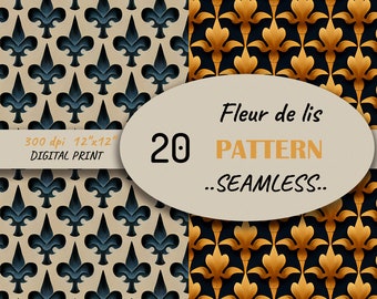 Fleur De Lis Seamless Pattern, French Heraldry, Digital Scrapbooking ...