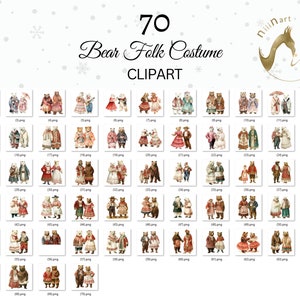 Watercolor Bears in Costumes Clipart, Bears in Clothes, Bear PNG, Bears ...