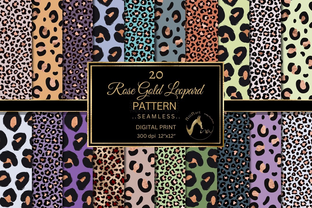 Rose Gold Leopard Spots Digital Paper, Seamless Cheetah Print (digital ...