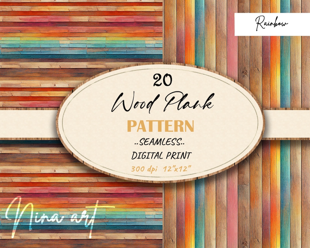 Seamless Rainbow Colored Wood Plank Digital Pattern, Rainbow Wood ...