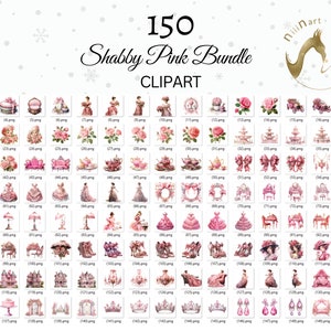 Victorian Pink Clipart Bundle, Watercolor Victorian Clipart Bundle ...