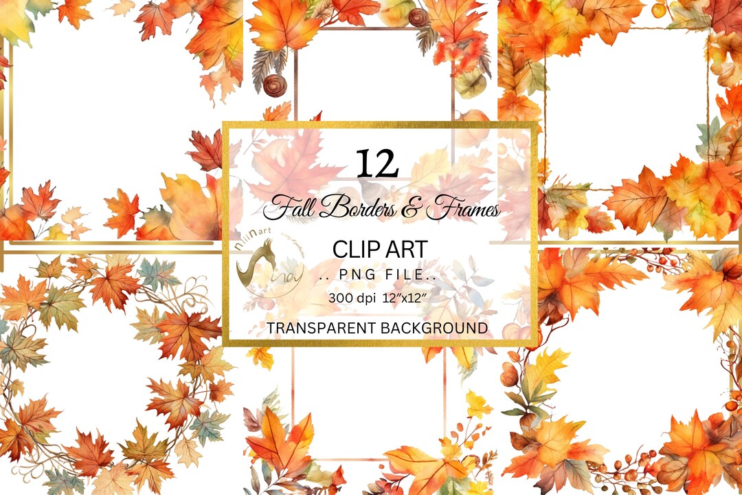 Autumn Leaf Digital Frame Png Fall Wreath Clipart Digital Download ...